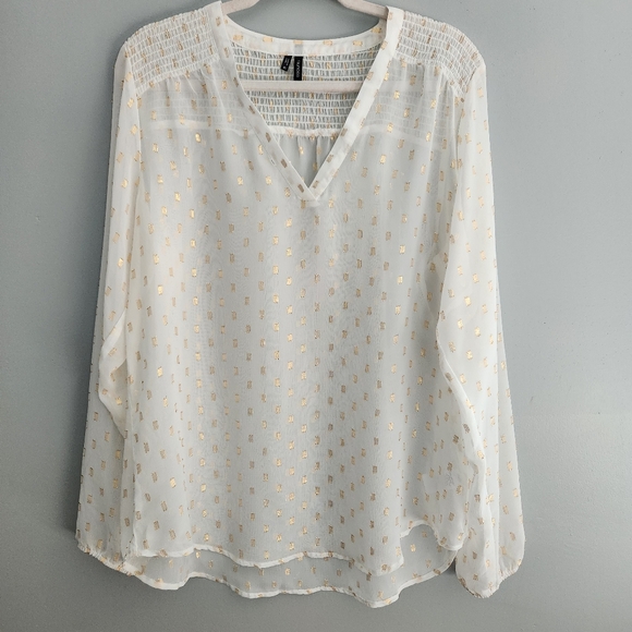 Maurices | Tops | Maurices Sheer Gold Fleck Blouse | Poshmark